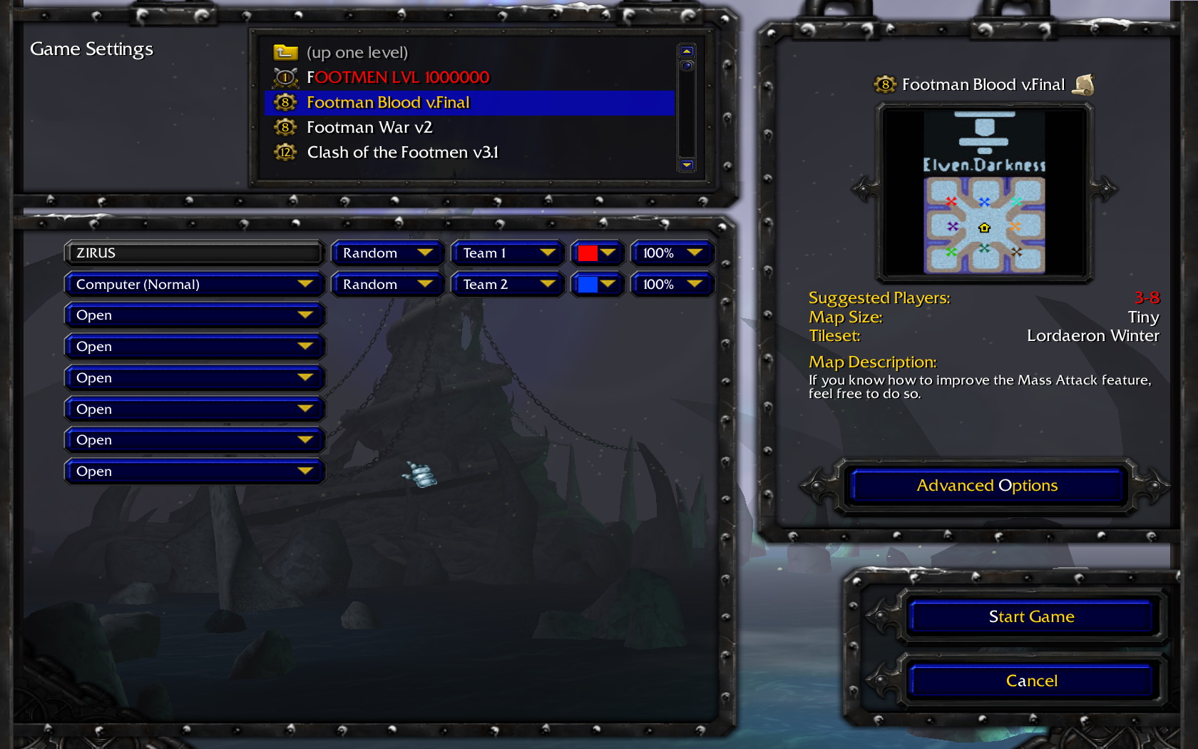 Скриншоты к пакету Footman Wars карт для WarCraft 3 - ARBSE